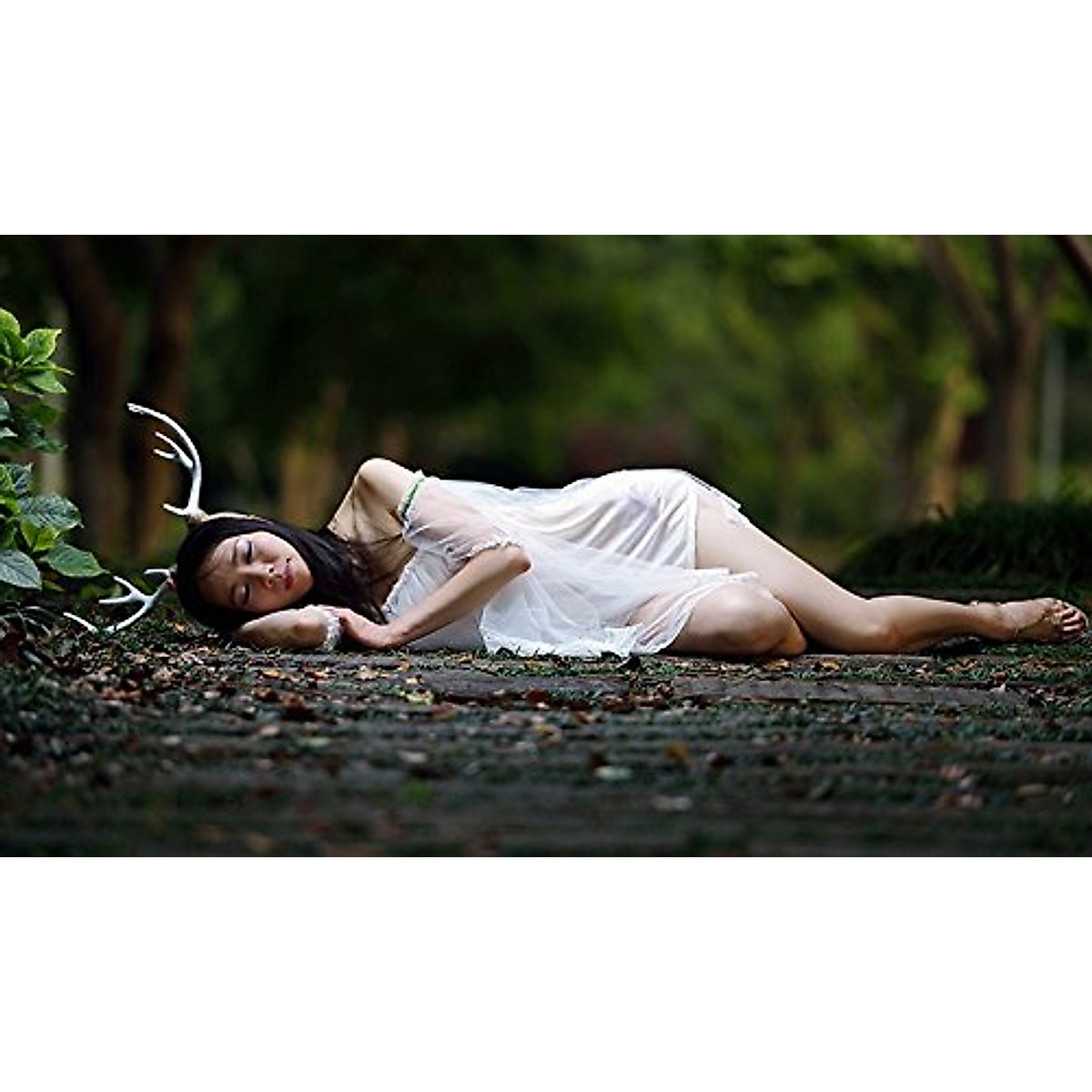 Festival Celebration Accessory Props Cos Cute White Snow Deer Reindeer Antlers Head Hair Band Photo Shoot Forest Goddess Headdress Headwear