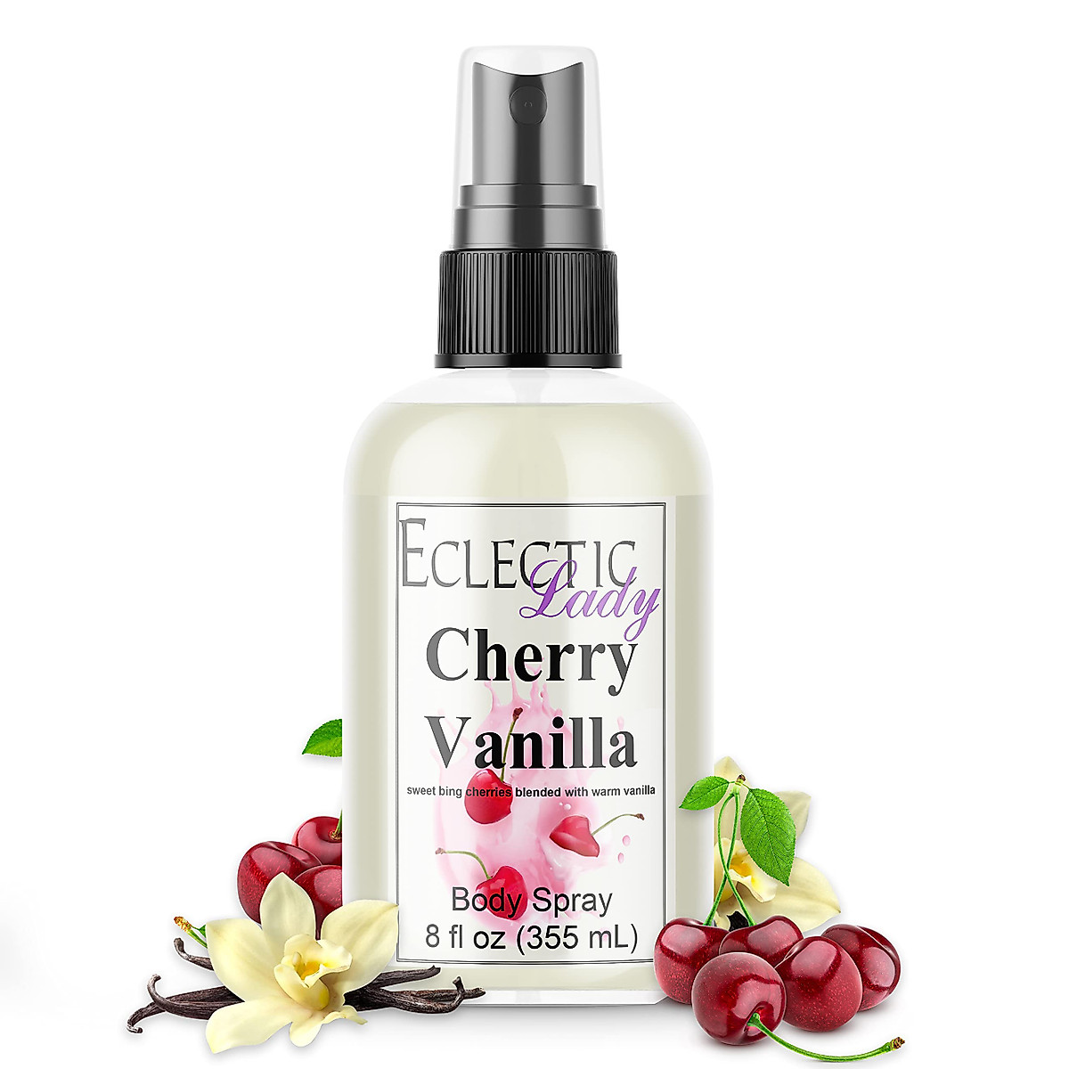 Womens Cherry Vanilla Body Spray - Eclectic Lady Double Strength Body Spray For Womens Fragrance, Women's Sweet Scented Fragrances Handcrafted in USA, Paraben-Free (Double Strength 8 oz)