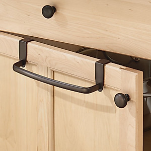 iDesign Axis Over-the-Cabinet Kitchen Dish Towel Bar Holder - 9", Bronze