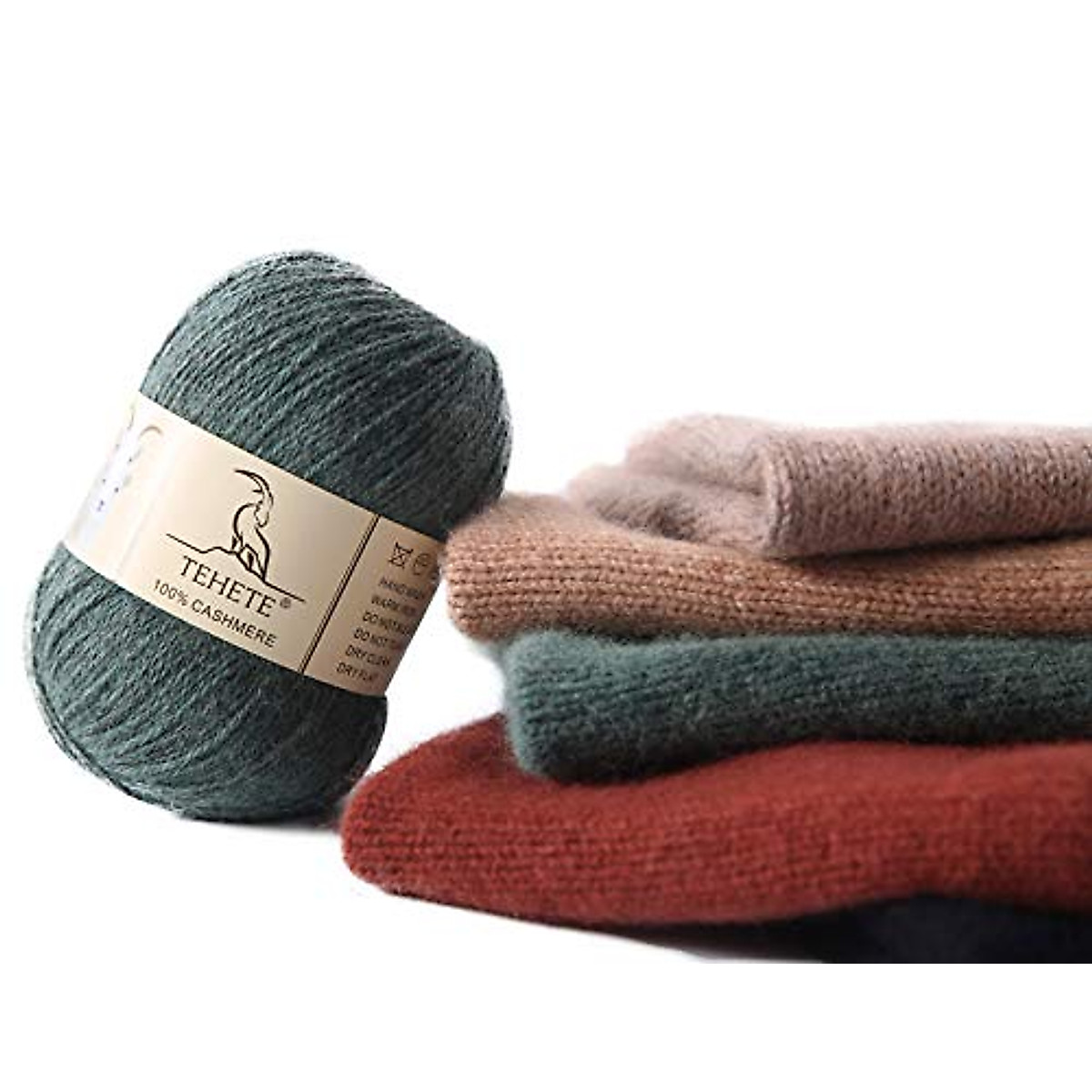 TEHETE 100% Cashmere Yarn for Crocheting 3-Ply Warm Soft Luxurious Fuzzy Knitting Yarn (Grey)