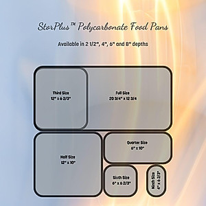 Carlisle FoodService Products Storplus Food Storage Container Food Pan, Chafing Pan for Catering, Buffets, Restaurants, Polycarbonate (Pc), 1/4 Size 4 Inches Deep, Clear, (Pack of 6)