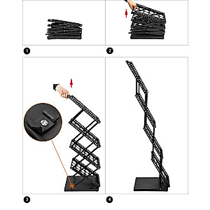QWORK Magazine Brochure Display Rack Stand, 4 Pocket Foldable Literature Catalog Rack Book Holder Tradeshow Display Stand, for Office Store and Exhibition Trade Show (Black)