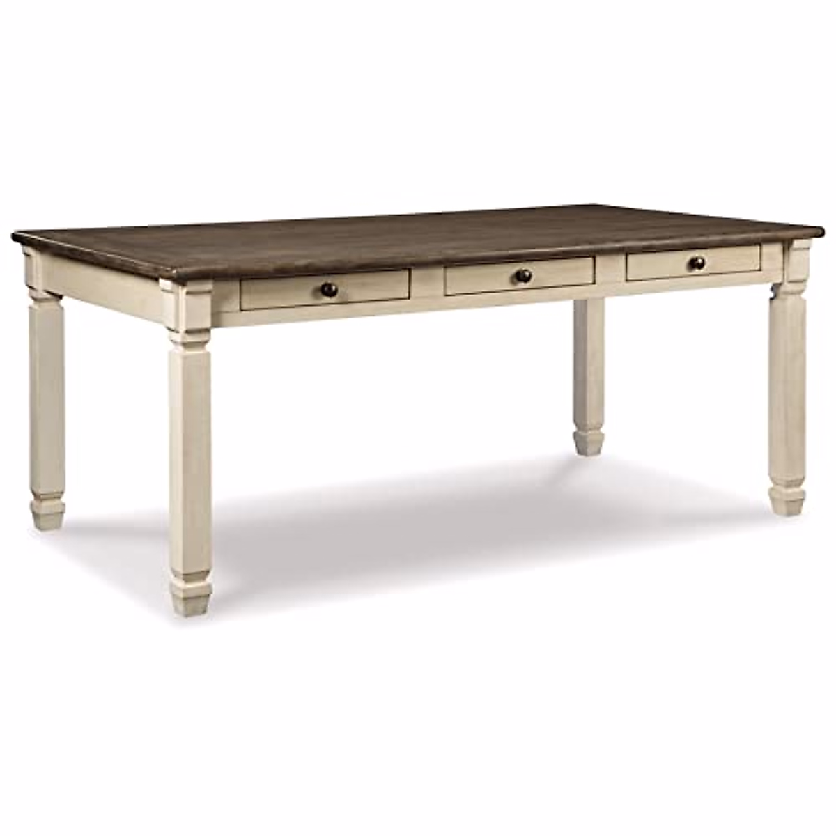 Signature Design by Ashley Bolanburg Farmhouse Dining Table with Drawers, Seats up to 6, Whitewash