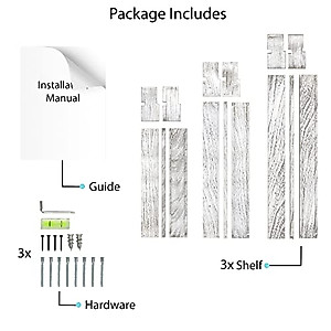 brightmaison Polynez 36"-30"-24" Kids Bookshelf for Wall, Nursery Books Shelves Wall, Kitchen Shelves, Floating Shelves for Wall Decor, Burnt White, Set of 3