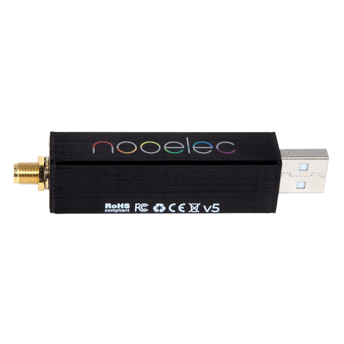 Nooelec RTL-SDR v5 SDR - NESDR Smart HF/VHF/UHF (100kHz-1.75GHz) Software Defined Radio. Premium RTLSDR w/ 0.5PPM TCXO, SMA Input & Aluminum Enclosure. RTL2832U & R820T2 (R860)-Based Radio