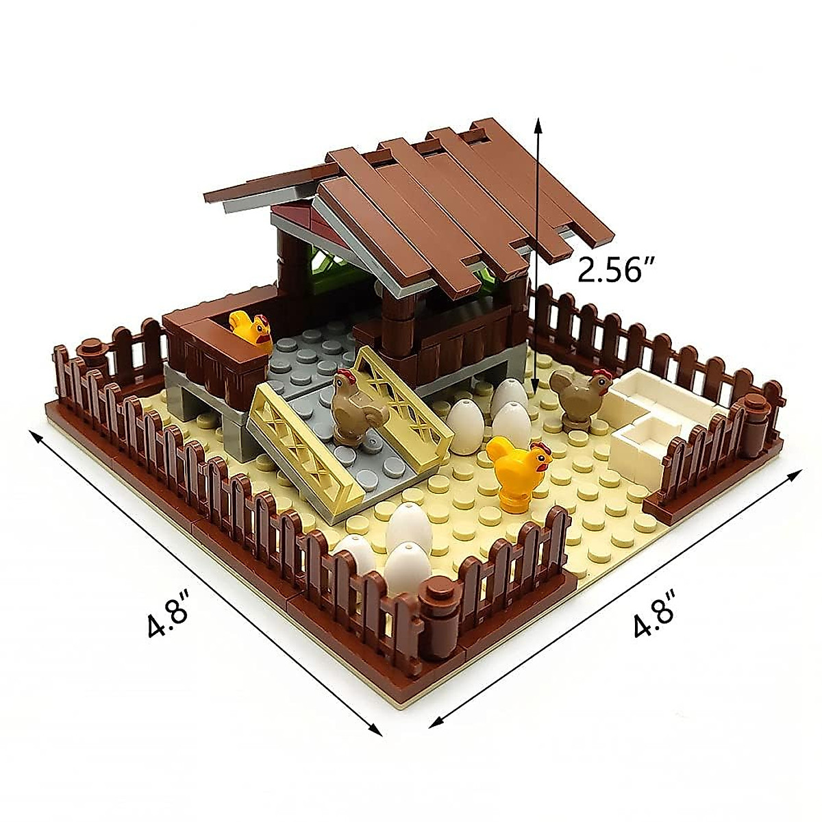 ZHX Farm Animals Hen House Chicken Coop Building Blocks Toys for Kids MOC Bricks Parts Fences Around Compatible with Classic Building Bricks Gifts for 6 7 8 9 10 and Up Year Old Girl Boy
