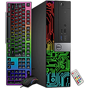 Dell Computer Desktop PC, Intel Core i3-6100 3.70 GHz, 16GB RAM, 512GB M.2 SSD (Fast Boot), 1TB HDD, RGB Gaming Keyboard Mouse, WiFi, Windows 10 Professional (Renewed)