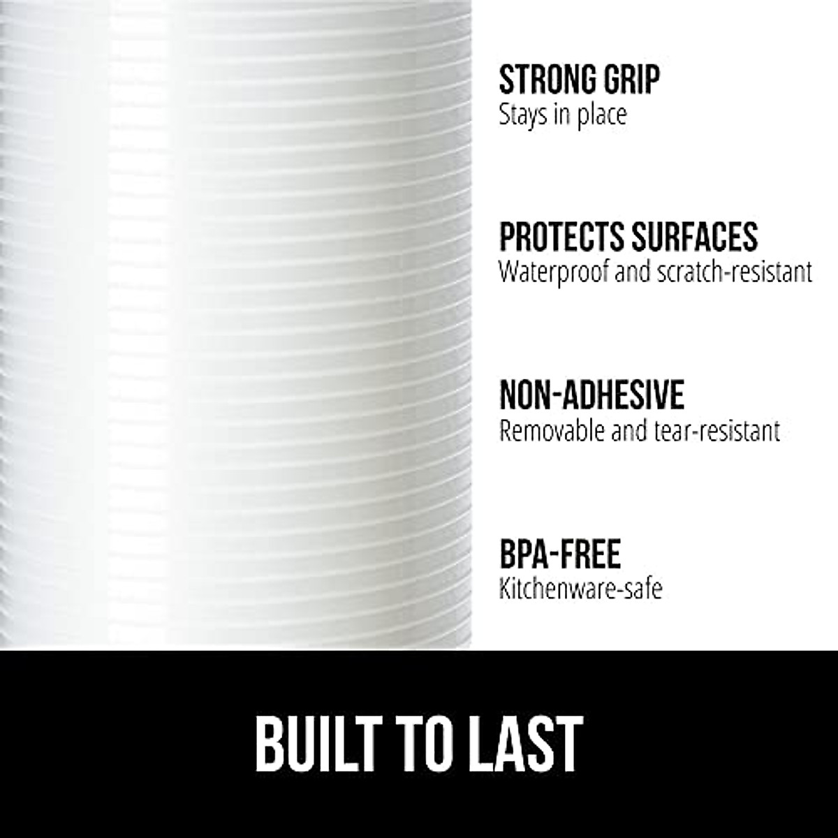 Gorilla Grip Ribbed Drawer and Shelf Liner for Cabinet, Non Adhesive Waterproof Protection for Kitchen, Strong Grip, BPA Free Plastic Liners for Cabinets, Bathroom Cupboard Drawers, 17.5x20, Clear