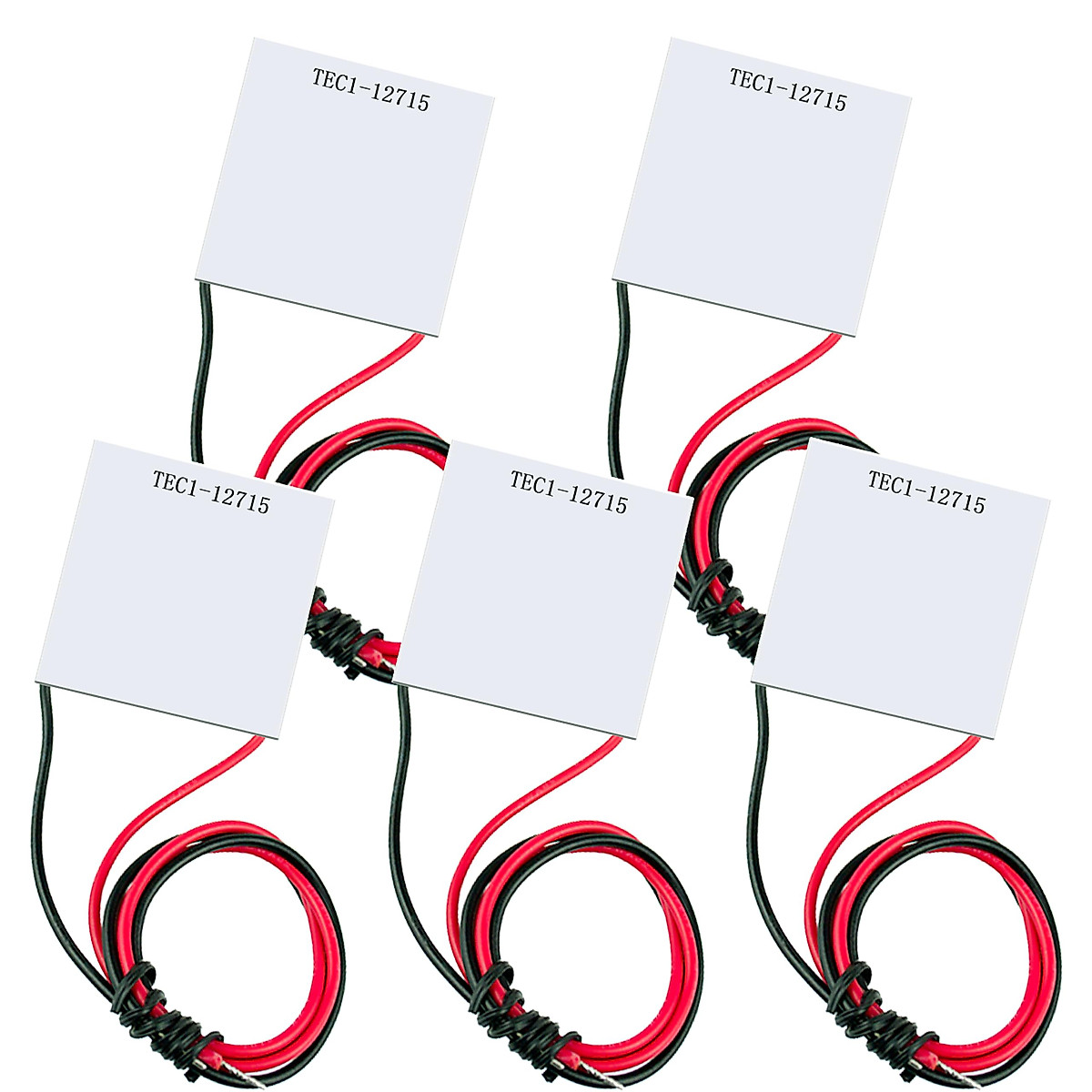 5PCS TEC1-12715 12V 15A 68-140℉40MMX40MM Heatsink Thermoelectric Cooler Cooling Peltier Plate Module Suitable for Large Refrigeration Equipment Such As Refrigeration Boxes and Refrigeration Cabinets