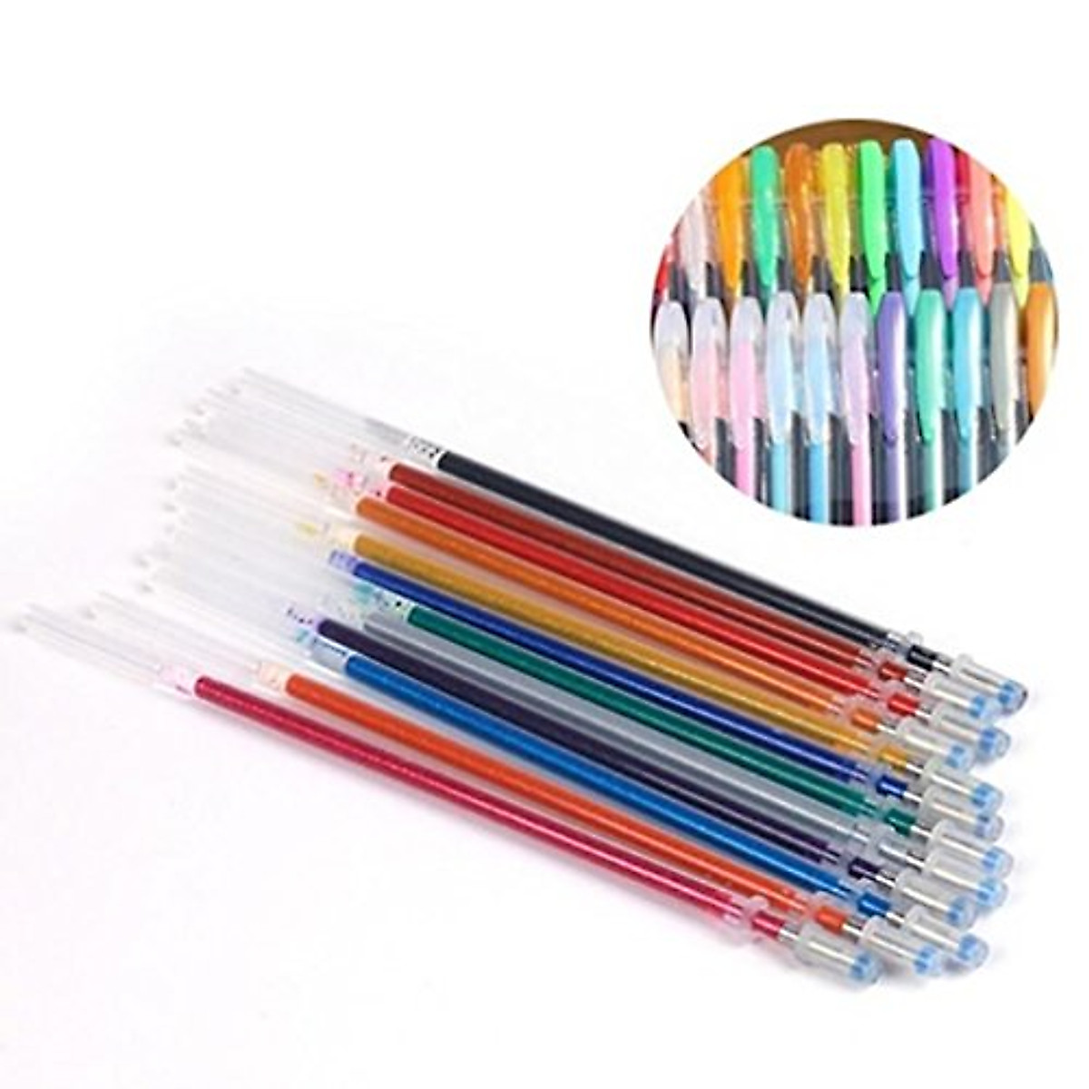 lotus.flower 60PCs Gel Pens Gel Refills Rollerball Pastel Neon Glitter Pen Drawing Colors(Random Color) (60pcs)