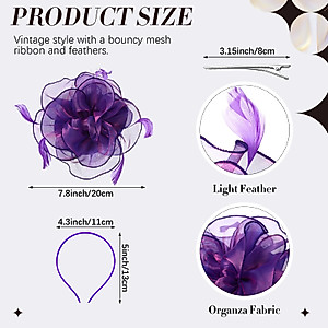 Yunsailing 8 Pack Women's Fascinators Hat Tea Party Wedding Derby Mesh Flower Feather Fascinator Hat with Headband and Clip(Multi Colors)