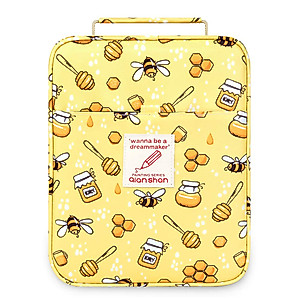 qianshan 202 Colored Pencils Pencil Case - 136 Color Gel pens Pen Bag or Marker Organizer - Universal Artist Use Supply Zippered Large Capacity Slot Super Big Professional Storage Bee