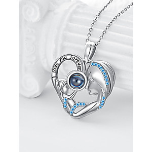 Dorunmo Personalized Photo Projection Pendant Necklace Mother Projection Picture Necklace jewelry Romantic Gifts for Women Birthday Anniversary Mother's Day Gift