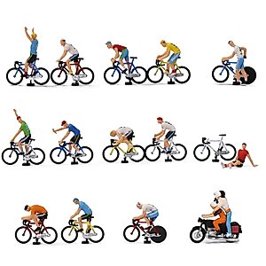Evemodel P8722 Model Cycling Scene HO Scale 1:87 Cyclist Photographer 15 Poses Bike Motorcycle