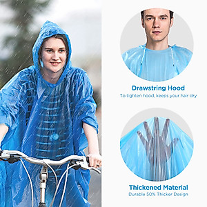 GINMIC Disposable Emergency Rain Ponchos for Kids and Adults, Family Pack with 12pack, 4color