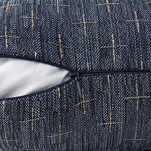 MIULEE Pack of 2 Decorative Burlap Linen Throw Pillow Covers Modern Farmhouse Pillowcase Rustic Woven Textured Cushion Cover for Sofa Couch Bed 18x18 Inch Blue