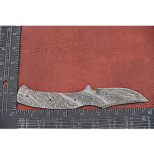 Trailing point Damascus steel blank blade, Hand forged Damascus steel Skinning knife making Blade, Twist, Ladder and rain drop pattern Damascus steel (8 Inch Twist)