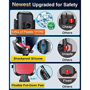 VANMASS [Pro Version] Universal Car Phone Mount [Super Suction Cup] Dashboard Phone Holder Stand, Handsfree Windshield Dash Vent Phone Holder Car, Compatible for iPhone 14 13 12 LG & Truck, Red