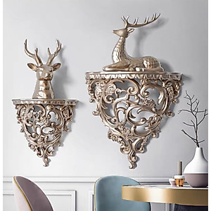 OKJHFD Floating Shelves Wall Hanging Shelves Storage Racks European Style Installation Baroque Style Hollow Decoration Shelves Unique Art Elements Home Living Room Decorations