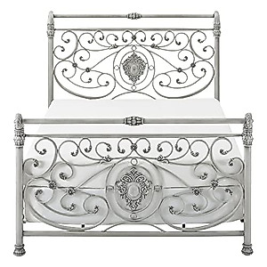 Hillsdale Mercer Metal Queen Sleigh Bed Brushed White