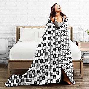 DPFQSKY Luxurious Plaid H Blanket for Bed Sofa- Funny H&$ Checkered Cozy Blanket Warm Bed Blanket- Super Soft Warm Flannel Throw Blanket- 60"X50"Black