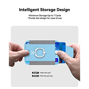 Amzone Magnetic Wallet with Card Holder, Compatible with Mag-Safe Wallet, Leather Card Holder, Wallet with Phone Ring for iPhone 15/14/13/12 Series, 7 Cards Holder (Light Blue)