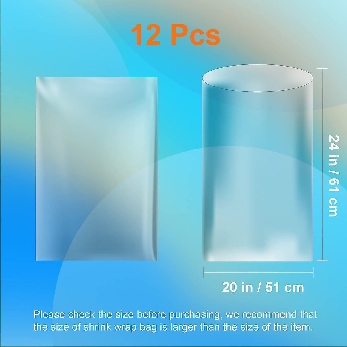 CANWUPON Shrink Wrap Bags for Gift Baskets, Clear PVC Heat Shrink Bags Cellophane Wrap for Packaging,Gift Wrapping (20 * 24 12pack)