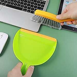 Mini Broom and Dustpan Set - Small Broom and Dustpan Set for Home, Camping Broom, Whisk Brooms Small (Green Orange)…