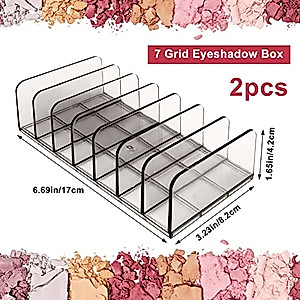 Cenbee Makeup Palette Organizer(2 Pack)Acrylic Eyeshadow Palette Pallet,7 Sectons BPA-Free Divided Make Up Blush,Contour Storage Holder Cosmetic Eye Shadow Display Stand Clear Rack Vanity Holder(Grey)