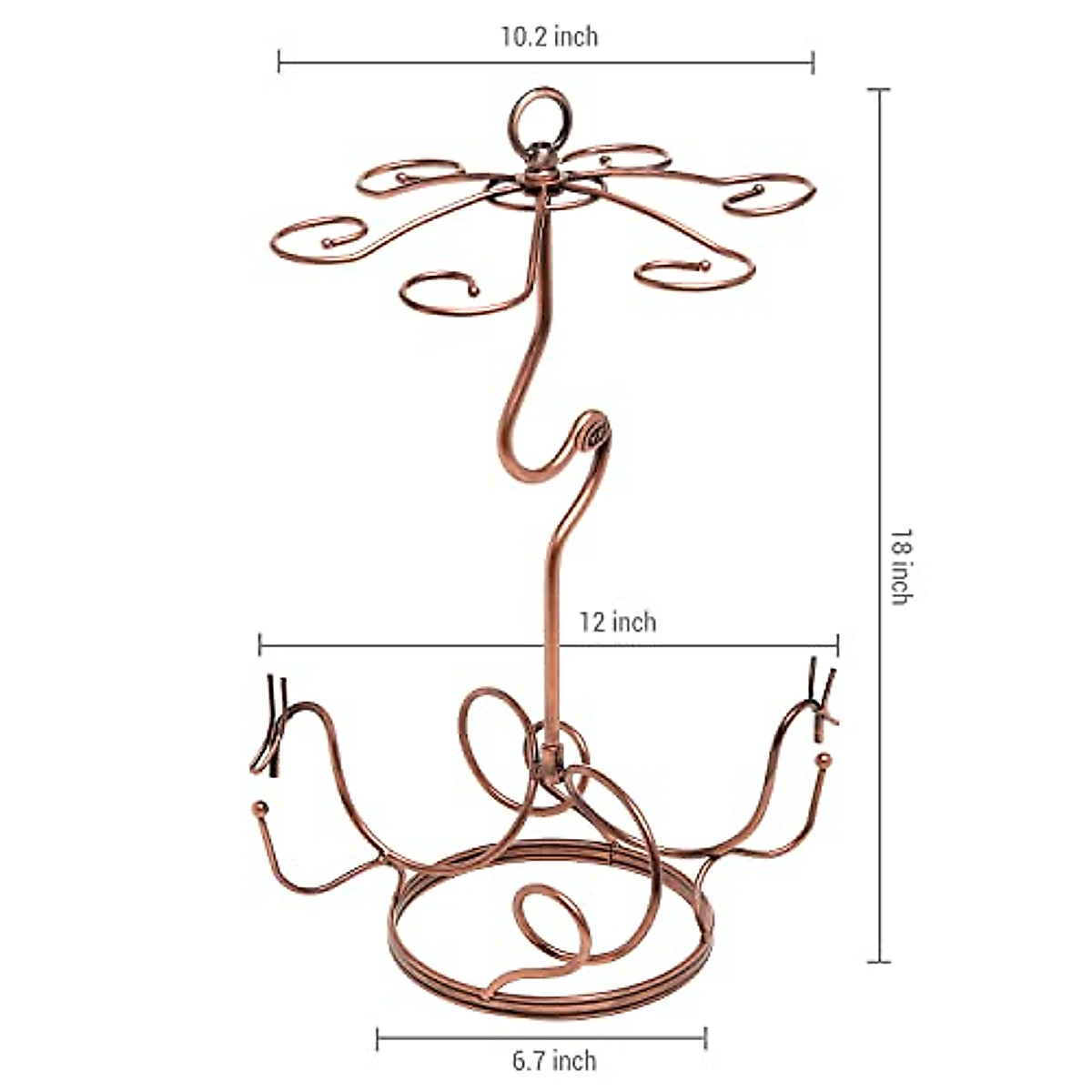 MyGift Bronze Metal Tabletop Wine Bottle Rack and Wine Glass Holder Stemware Display Stand