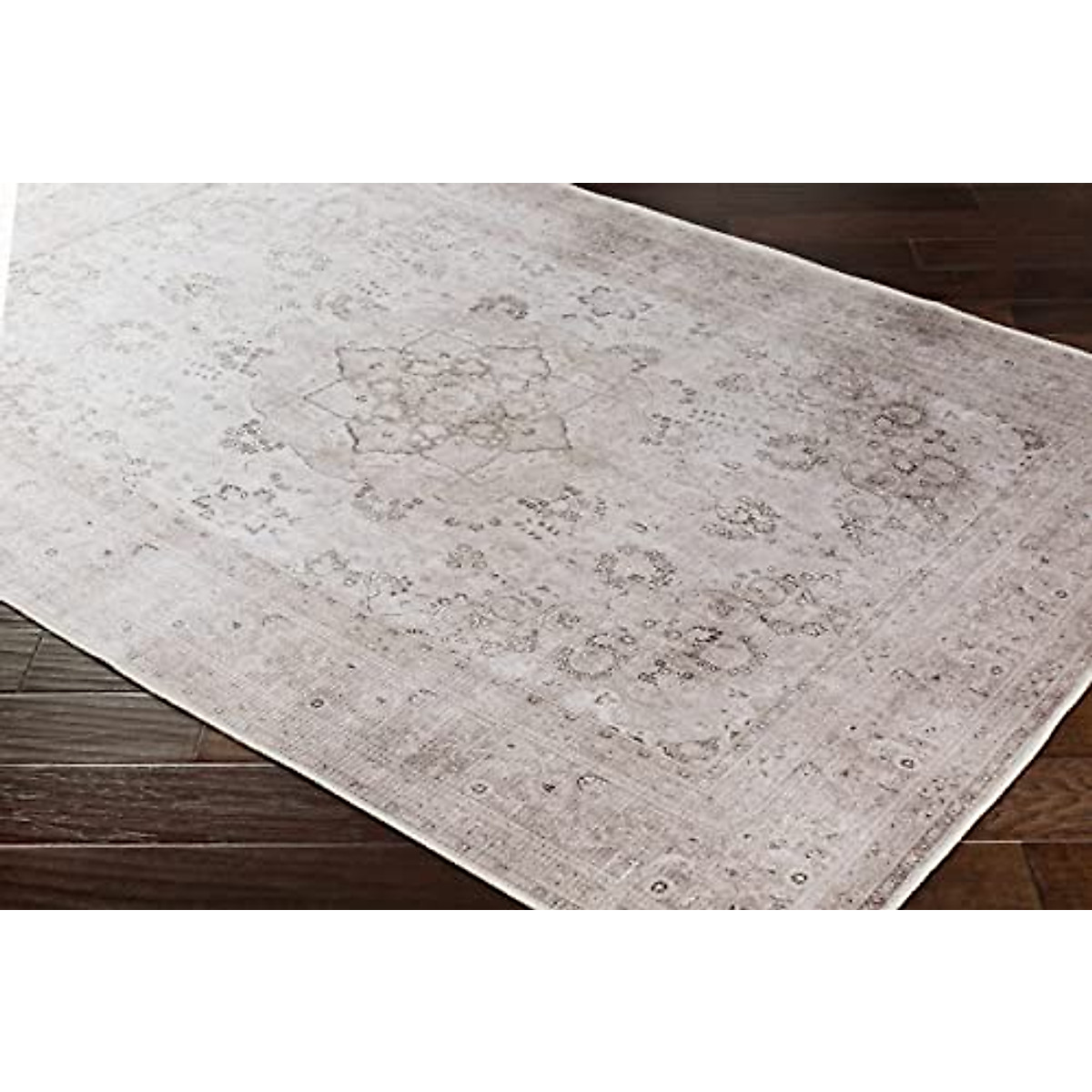 Hauteloom Bethany Traditional Medallion Living Room Bedroom Neutral Area Rug - Machine Washable - Vintage Distressed Faded - Boho Bohemian - Beige, Cream, Cream, Blush - 7'10" x 10'2"