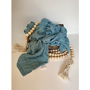 LULLABIES Organic Muslin Swaddle Blankets, Soft Solid Earth Tones 3 Pack Baby Swaddle Blankets Muslin Receiving Blanket Wrap, Large 47 x 47 inches, Solid Color Baby Swaddling (Ocean Waves)