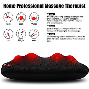 WOQQW Back Massager, Shiatsu Neck and Back Massager, Deeper Tissue Kneading Massage Pillow with Heat for Shoulders,Waist,Legs,Foot, Body Relieve Muscle Pain - Best Gift for Women/Men/Dad/Mom