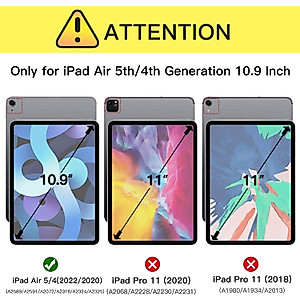 Azzsy Kids Case for iPad Air 5th / 4th Generation 10.9 Inch 2022/2020, [Support 2nd Gen Apple Pencil Charging] Heavy Duty Shockproof Rugged Protective Case for iPad Air 5/4 10.9 Inch, Sky Blue