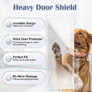 Delffyns Door Scratch Protector from Dog Scratching, 200'' x 8.3'' Anti Scratch Guard Deterrent Tape, Ultra Durable Pad for Cats Dogs, Door Frame Protector for Screen Door, Window, Wall, Chari Leg