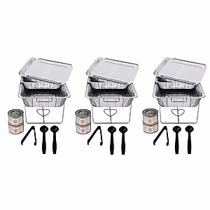 Party Essentials Party Serving Kit Chafing Dish Buffet Tray Food Warmer Set (Rack/pan/Fuel/Utensil), 33-Piece Standard Chrome, Multi Color