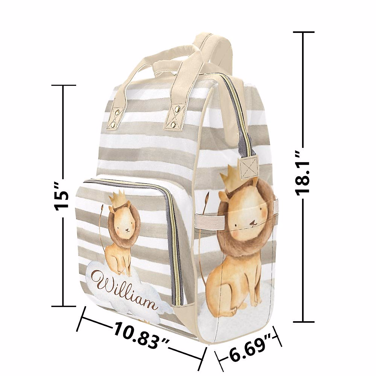 Personalized Lion Diaper Bag Backpack with Name Custom Mommy Nursing Baby Bags Nappy Bag Travel Daypack for Mom Gifts
