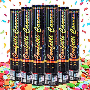 Confetti Cannon 6Pack Biodegradable Confetti Poppers Multicolor Party Confetti Shooters Party Poppers 12inch Cannon Launches 15-20ft for Birthday Wedding Graduation New Years Celebration Decorations