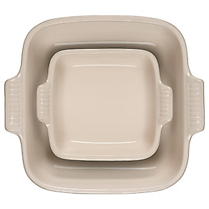Le Creuset Stoneware Heritage Set of 2 Square Dishes , Small - 18 oz. & Medium - 2 qt., Sea Salt
