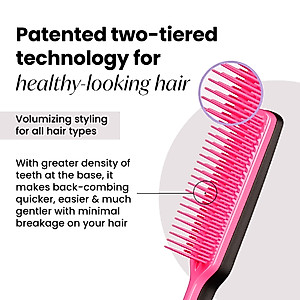 Tangle Teezer Ultimate Teaser Back Combing Brush, Adds Texture and Volume, for All Hair Types, Pink Embrace