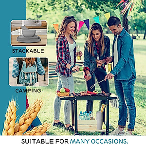 Teivio 24-piece Plastic Wheat Straw Square Dinnerware Set for 6, Unbreakable Dinner Plates, Salad Plates, Snack Bowls, Tumblers 20 oz, Dishwasher Safe (Service for 6 (24 pieces), Grey)