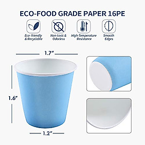 Turbo Bee 600Pack 3oz Disposable Paper Cups,Hot/Cold Beverage Drinking Cup，Small Blue Paper Cups for Bathroom and Mouthwash…