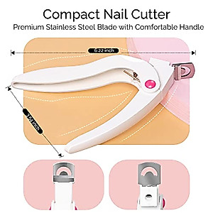 MelodySusie Nail Clippers for Acrylic Nails, White Adjustable Stainless Steel Acrylic Nail Clippers, Professional Rotary Nail Cutter for False Nail Tips, Manicure Nail Salon Tool