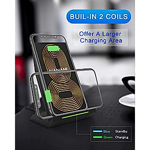 Fast Wireless Charger, [2 Pack] NANAMI Qi Certified Wireless Charging Stand Compatible iPhone 14/13/12/SE 2020/11 Pro/XS Max/XR/8, Samsung Galaxy S23/S22/S21/S20/S10/S9/Note 20/10 and Qi-Enabled Phone