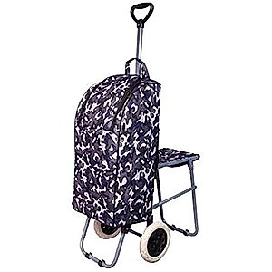 Shopping Trolley on Wheels Multi Function Shopping Cart Wheeled Folding Trolley with Seat Lightweight Stair Climbing Cart Al Hand Carts and Removable Oxford Cloth Bag Storage Hand Trucks,B ,Shoppin