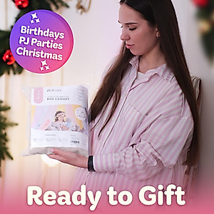 Bollepo Bed Canopy for Girls Bed with Glowing Stars - Princess Room Decor, Ceiling Net to Cover Toddler | Full, Twin Size Kids Bed Curtains, Fire Retardant Fabric (White - Unicorn)