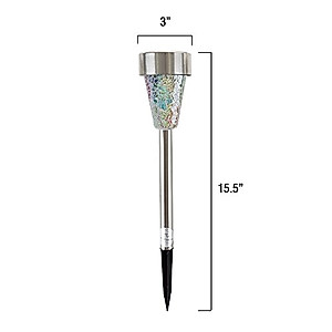Solar Outdoor LED Light, Battery Operated Stainless Steel Mosaic Pillar Path and Walkway Lights for Landscape, Patio and Pathways by Pure Garden