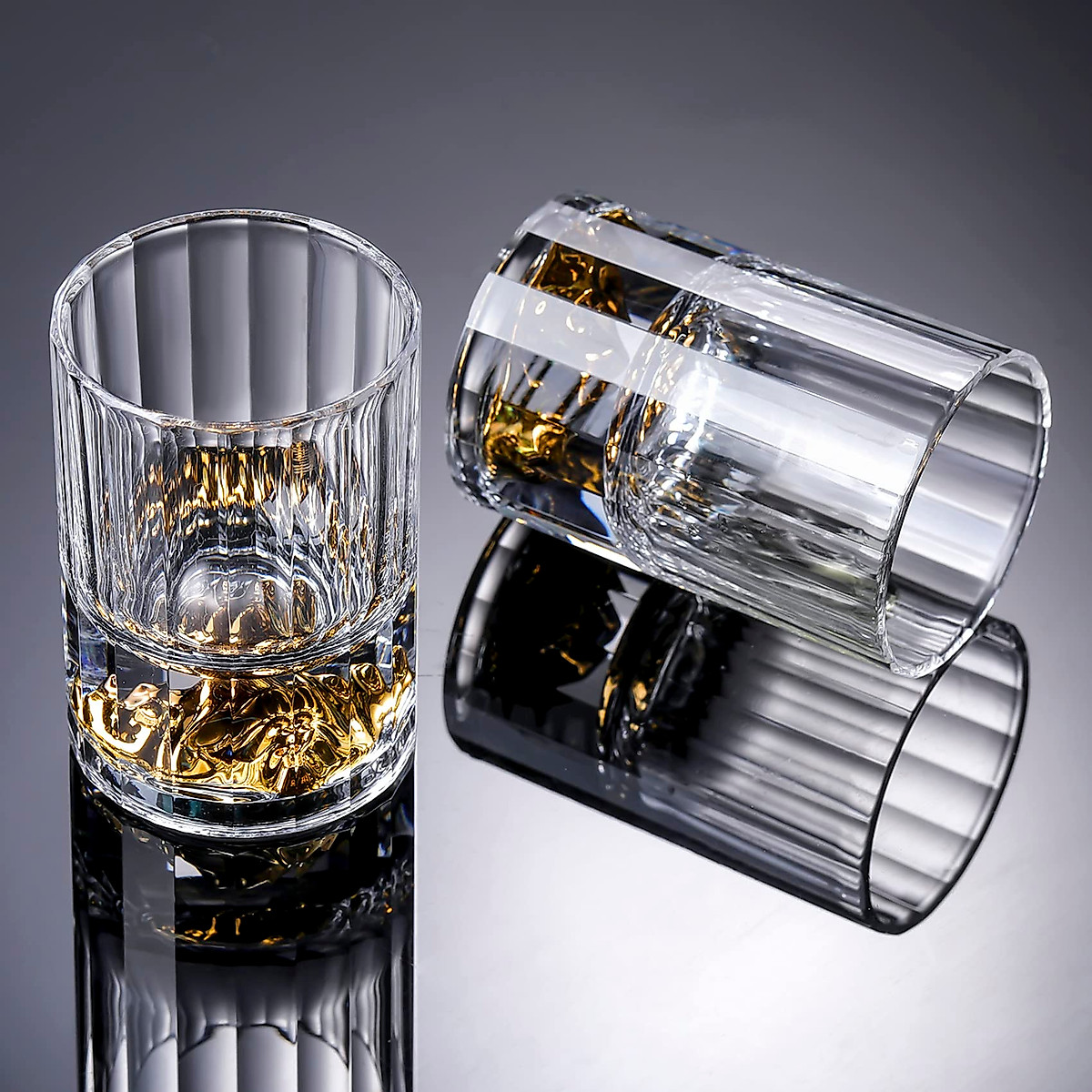 soyatak Shot Glasses 2 oz, Tequila Shot Cups Shot Glass Set Decorated with 24K golden hill, Funny Shot Cups,Crystal glasses for Decor(set of 2)