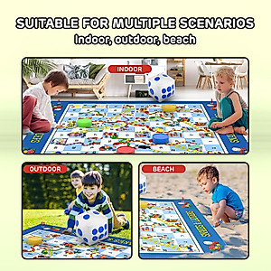 Board Game-Snake & Ladder Game Set, with 63"*70" Board, Huge Inflatable Sieve, 4 Chess Pieces and 4 Nails, Preschool Educational Toys 3 4 5 6 7 8 9 Year Old Boys and Girls for Birthday Gift Toys