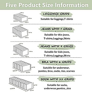 DacDark Wardrobe Clothes Organizer, 7 Grids Jeans Compartment Storage Box Closet, Folding Drawer For Clothing Mesh Separation, Transparent Divider For Stacking Pants Organizer Leggings